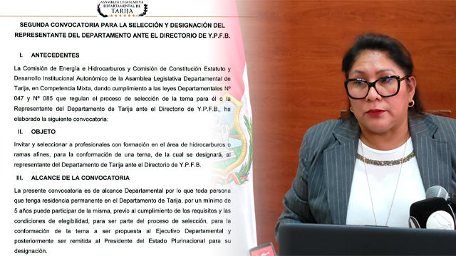 Lazan segunda convocatoria para elegir representante de Tarija en el directorio de YPFB